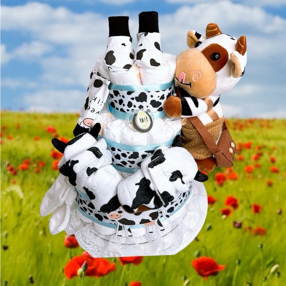 Handmade | Accessories | Cow Diaper Cake Farm Baby Shower Gift | Poshmark